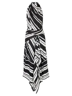 Brandon Maxwell The Marin Striped Twill Halterneck Midi Dress - Black