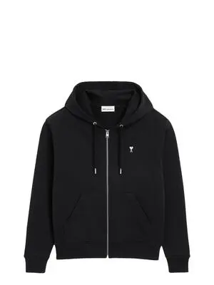AMI Paris De Coeur Full-zip Hoodie - Black
