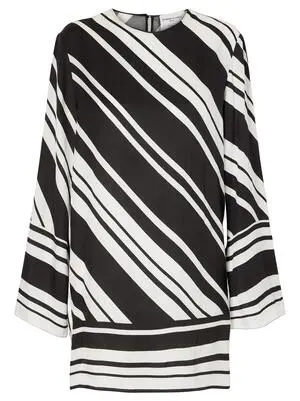 Brandon Maxwell The Leni Striped Twill Mini Dress - Black