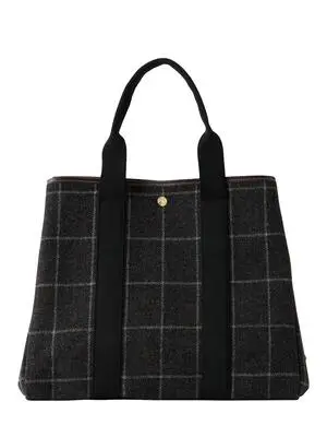 Rue De Verneuil Traversée Checked Tweed Tote - Green