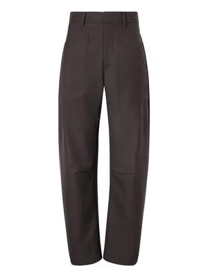 NILI LOTAN Shon Wool Gabardine Barrel-leg Pants - Brown