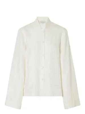 LIBEROWE Nisha Silk-jacquard High Collar Shirt - Neutrals
