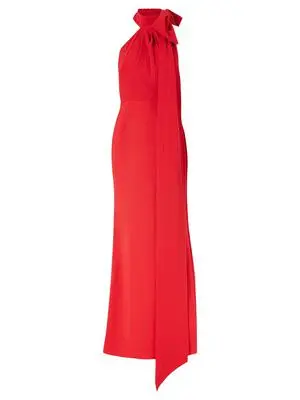 Rebecca Vallance Raziel Bow-detailed Crepe Gown - Red