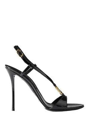 Dolce & Gabbana Logo Detailed Patent Leather Sandals - Black