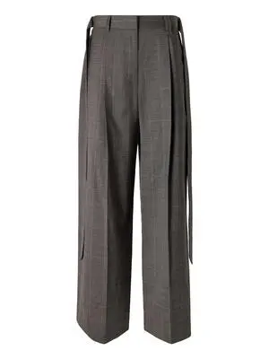 Simone Rocha Checked Wool-blend Wide-leg Pants - Dark Gray
