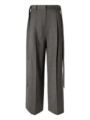 Simone Rocha Simone Rocha Checked Wool-Blend Wide-Leg Pants Gray