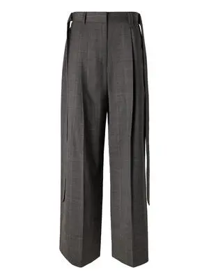 Simone Rocha Checked Wool-blend Wide-leg Pants - Gray