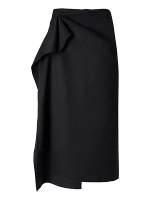 LANVIN Asymmetric Wool Midi Skirt - Black