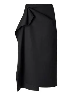 LANVIN Asymmetrical Wool Midi Skirt - Black