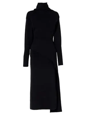 LANVIN Embellished Wool And Cashmere-blend Turtleneck Midi Dress - Black