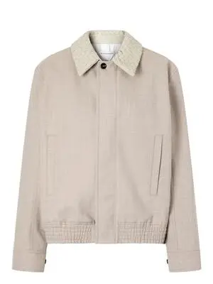 Bottega Veneta Intrecciato Leather-trimmed Cotton And Linen-blend Jacket - Neutrals