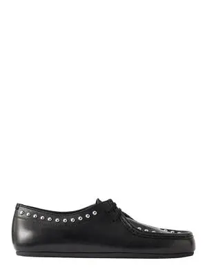JIL SANDER Hood Studded Leather Loafers - Black