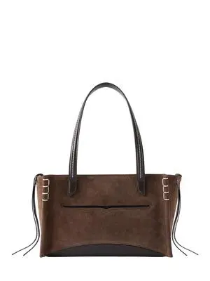 JW Anderson Leather-trimmed Suede Tote - Chocolate