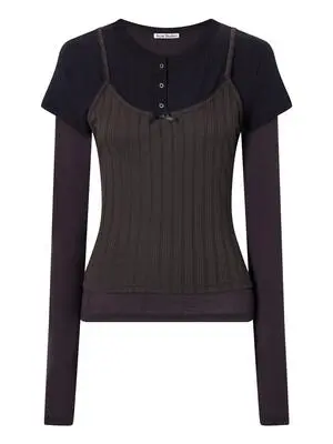 Acne Studios Layered Ribbed Lyocell And Cotton-blend T-shirt - Black