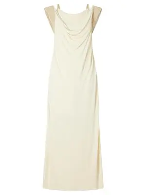 Bottega Veneta Intrecciato Draped Jersey Maxi Dress - White