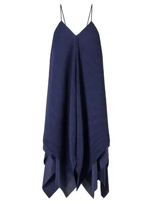 JW Anderson Tiered Asymmetric Pleated Crepe De Chine Mini Dress - Blue