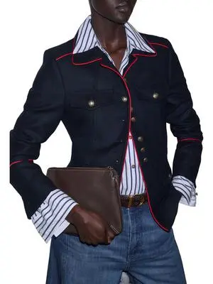ME+EM Slim Fit Piped Utility Jacket - Navy