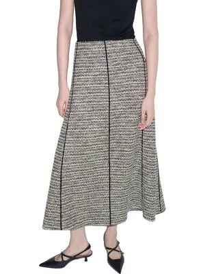 ME+EM Soft Tweed A-line Midi Skirt - Brown Multi