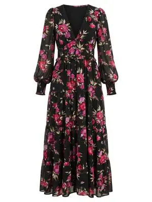 Yumi Kim Frida Crimson Floral Maxi Dress - Black