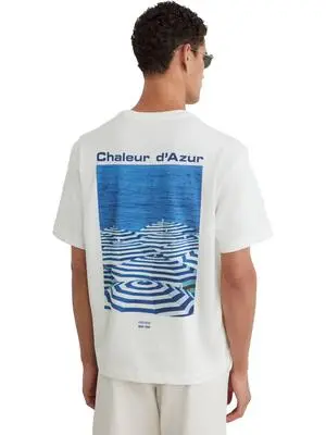REISS Azur Cotton Beach-print Relaxed-fit T-shirt - White