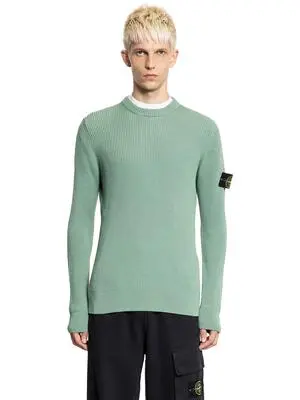 Stone Island Ribbed Wool Crewneck Jumper - Green