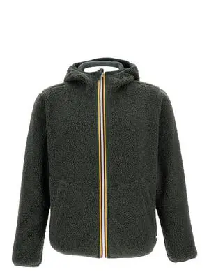 K-WAY Hooded Casual Jacket With Zip Fastening - Black