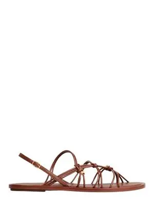 Celine Knots Triomphe Flat Sandal In Goatskin - Brown