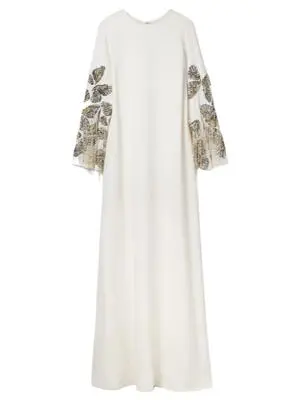 Oscar De La Renta Embellished Crepe Gown - White