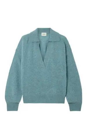 Le Kasha Long-sleeved Collared V-neck Knitwear - Green