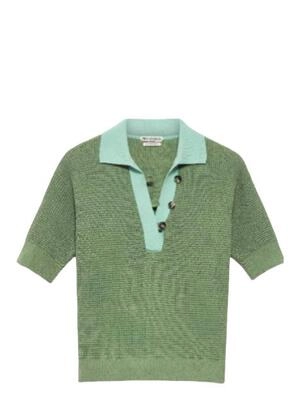 J.W.ANDERSON Knitted Button Polo Top - Mint Green