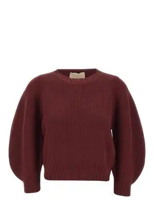 KAOS Balloon-sleeve Knitted Sweater - Red