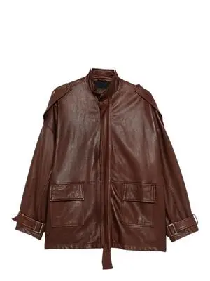 GIORGIO BRATO Long-sleeve Leather Jacket - Brown