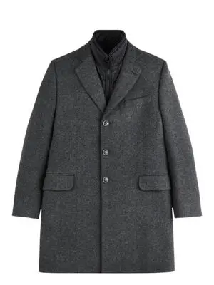 FAY Herringbone Pattern Double Coat - Grey