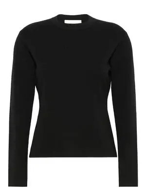Max Mara Wool Yarn Sweater With Embossed Logo Detail - Black