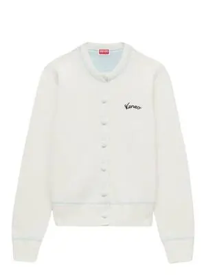 Kenzo Varsity Embroidered Knit Cardigan - White