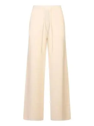 Max Mara Max Mara Elasticated Waistband Straight Leg Trousers With Drawstring And Side Pockets Ivory