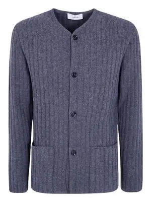 LARDINI Long Sleeve Buttoned Cardigan - Grey