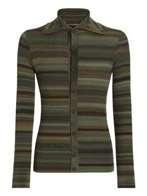 Dolce & Gabbana Striped Ribbed Cardigan - Green