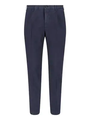 Incotex Slim Fit Tailored Trousers With Button Accents - Blue