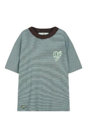Andersson Bell Heart-shaped Striped T-shirt - Chocolate/mint