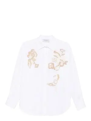 ERMANNO FIRENZE Embroidered Floral Long Sleeve Shirt - White