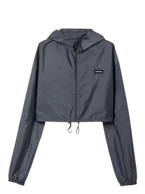 Miu Miu Cropped Hooded Jacket - Hematite