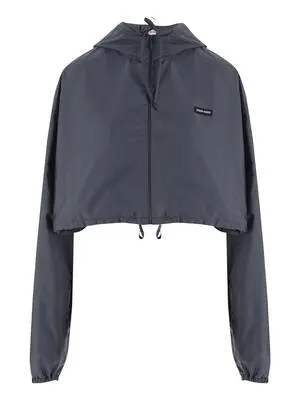 Miu Miu Cropped Hooded Jacket - Hematite