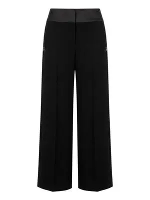 Patrizia Pepe Palazzo Pants With Satin Panels - Black