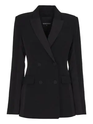 Patrizia Pepe Double-breasted Crepe Blazer - Black