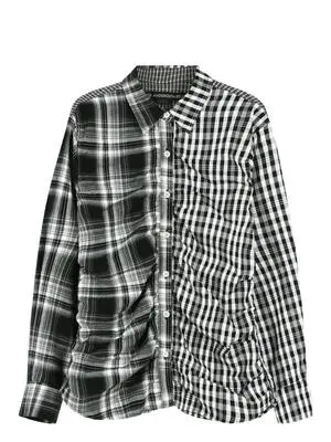 Andersson Bell Pleated Plaid Patchwork Shirt - Black