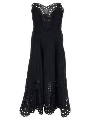 Charo Ruiz Ibiza Marlin Broderie-anglaise Strapless Midi Dress - Black