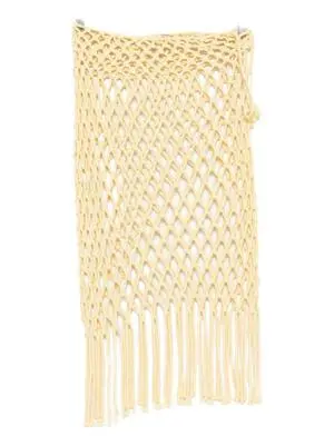 THE FRANKIE SHOP The Frankie Shop Macramé Knit Fringed Midi Skirt Yellow