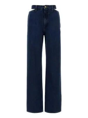 JIL SANDER Belt-loop Cut-out Jeans - Navy