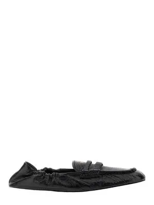 Miu Miu Miu Miu Ruched Crinkled Effect Loafers Black